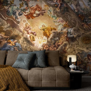 Baroque Ceiling Painting Wallpaper, Holy Art Mural, Peel and Stick - Etsy