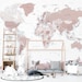 Beige World Map Wallpaper, Home Wall Decor Wallpaper, Customizable ...