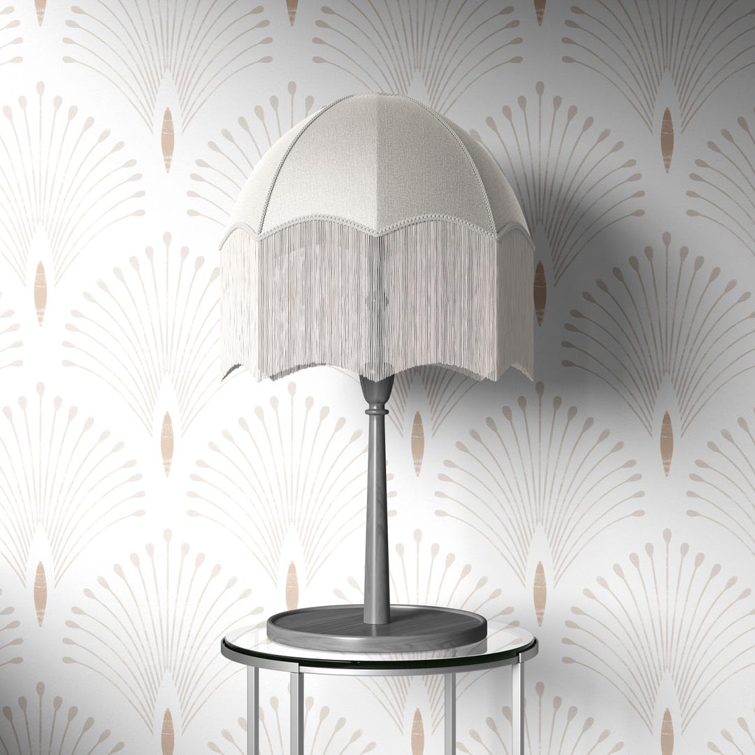 Cream Art Deco Wallpaper, Geometric Fan Pattern, Peel and Stick - Etsy