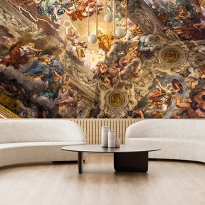 Baroque Ceiling Painting Wallpaper, Holy Art Mural, Peel and Stick - Etsy