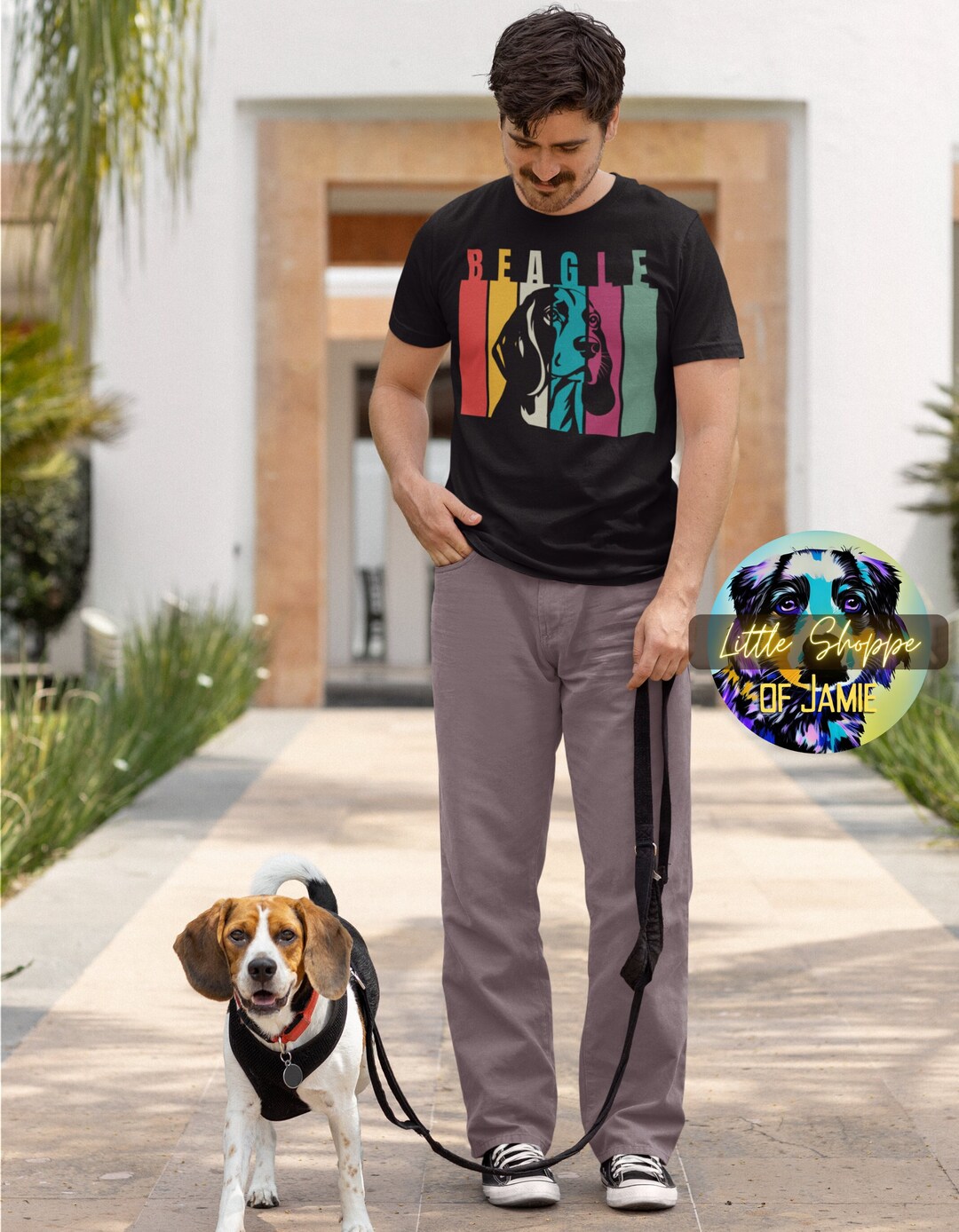 Beagle Silhouette Graphic Tee Shirt Beagle Owner Gift Modern Pop Art ...