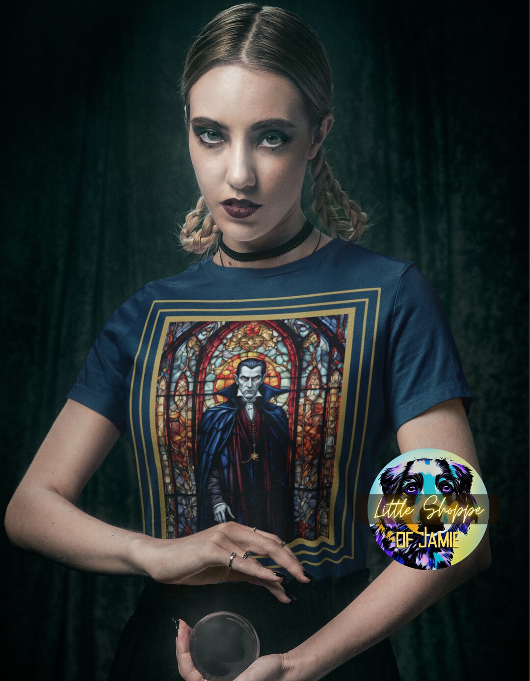 Classic Halloween Monsters Vampire Art Nouveau Stained Glass Window ...