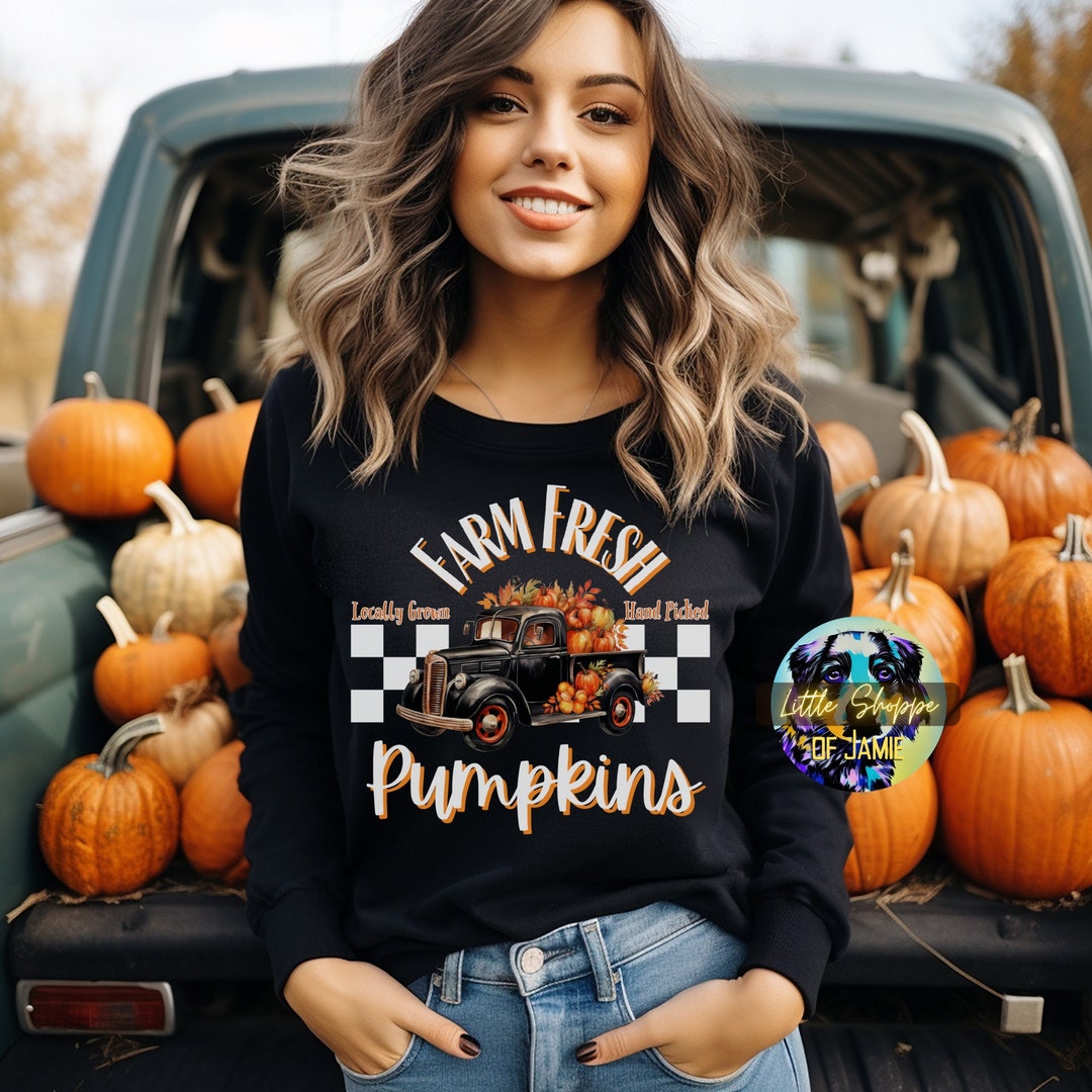 Farm Fresh Pumpkin Sweatshirt Autumn Sweater Pumpkin Shirt Farming Gift ...