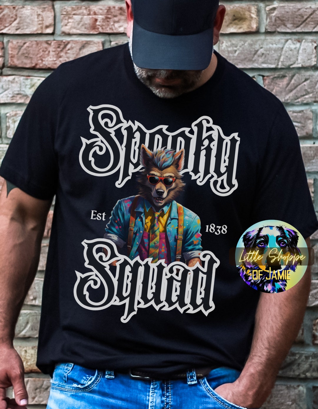 Halloween Hipster Werewolf Graphic Tee Shirt Group Party Shirts Men ...