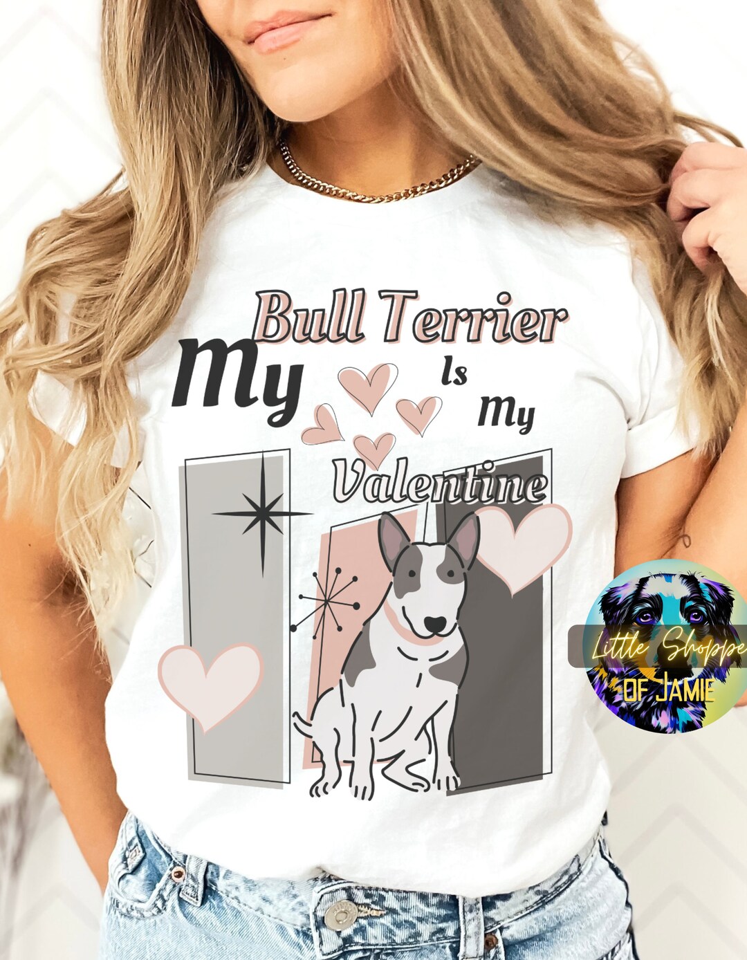 Bull Terrier Valentine's Day Tee Shirt Midcentury Modern Gift Bull ...