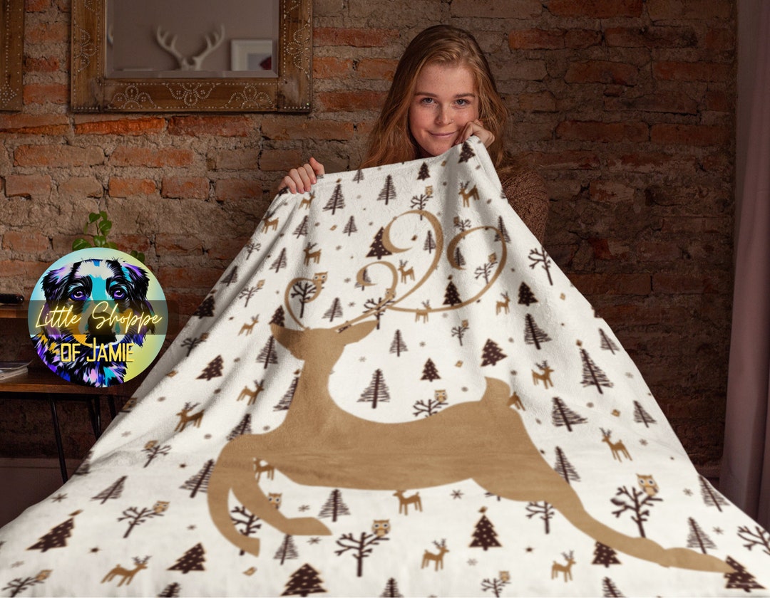 Reindeer Christmas Blanket Winter Gift Cozy Blankets Warm Winter ...