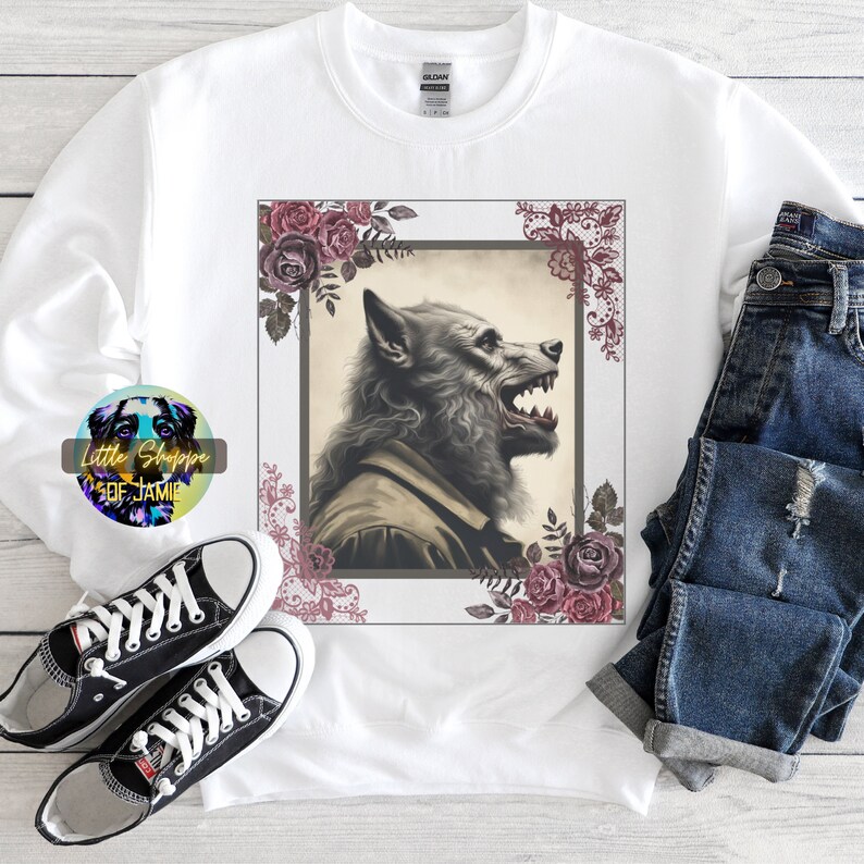 Werewolf Gothic Romance Graphic Sweatshirt Halloween Gift Gothic ...