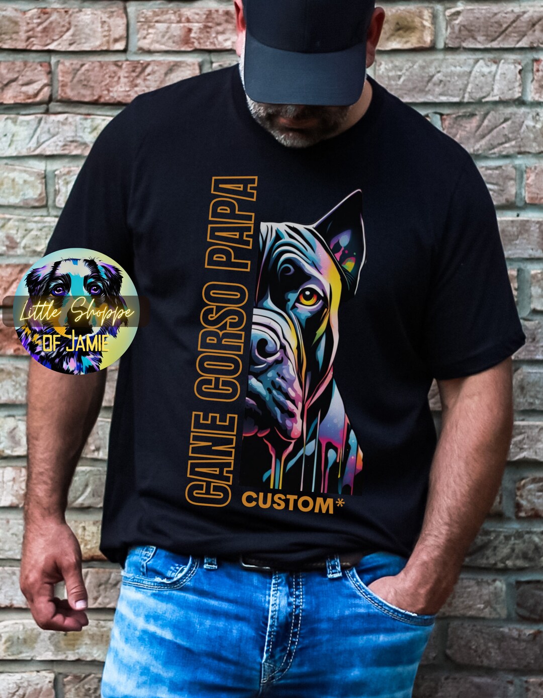 Personalized Cane Corso Papa Graphic Tee Shirts Customizable Cane Corso ...