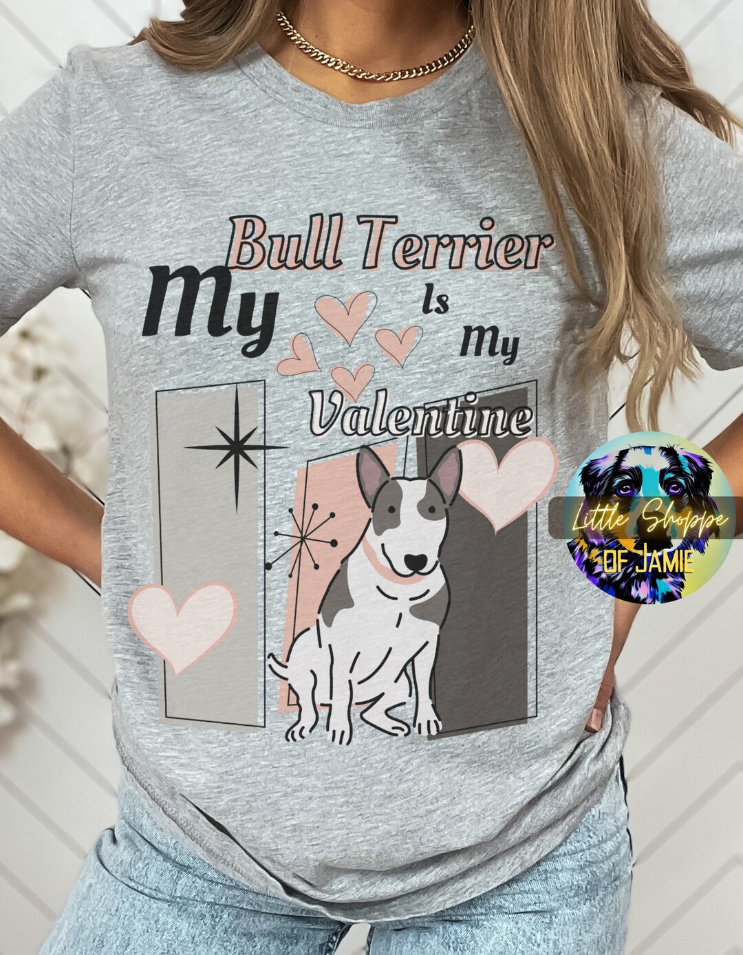 Bull Terrier Valentine's Day Tee Shirt Midcentury Modern Gift Bull ...