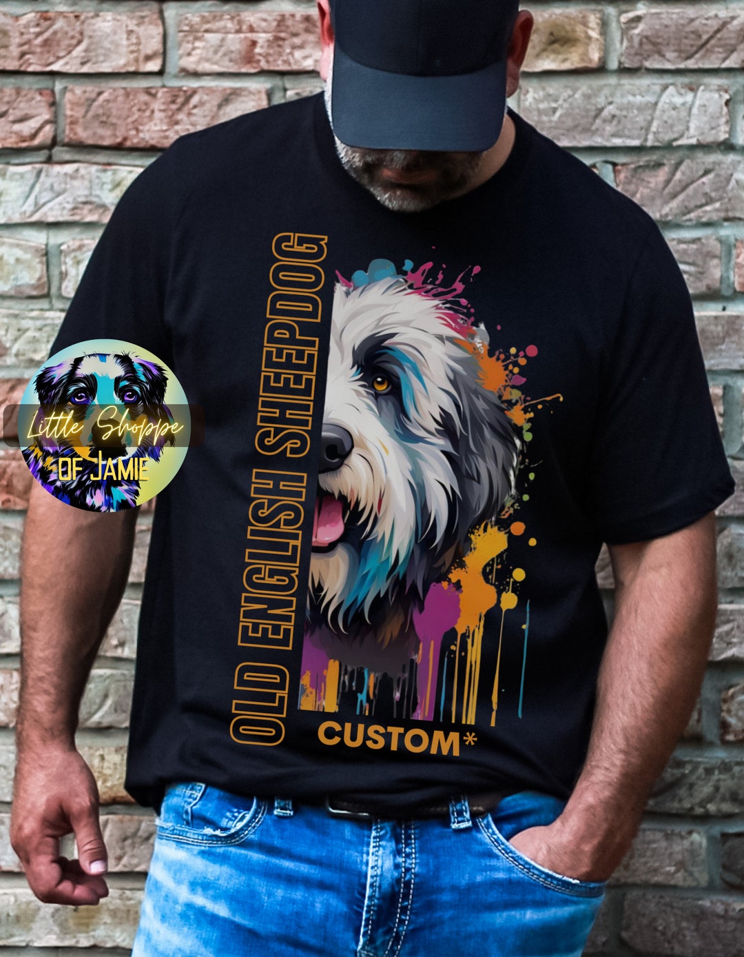 Personalized Old English Sheepdog Graphic Tee Shirt Customizable ...
