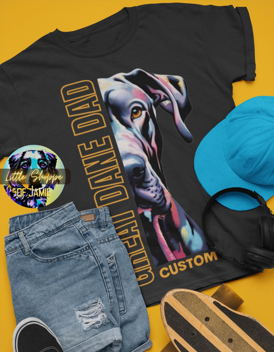 Personalized Great Dane Dad Graphic Tee Shirts Customizable Great Dane ...