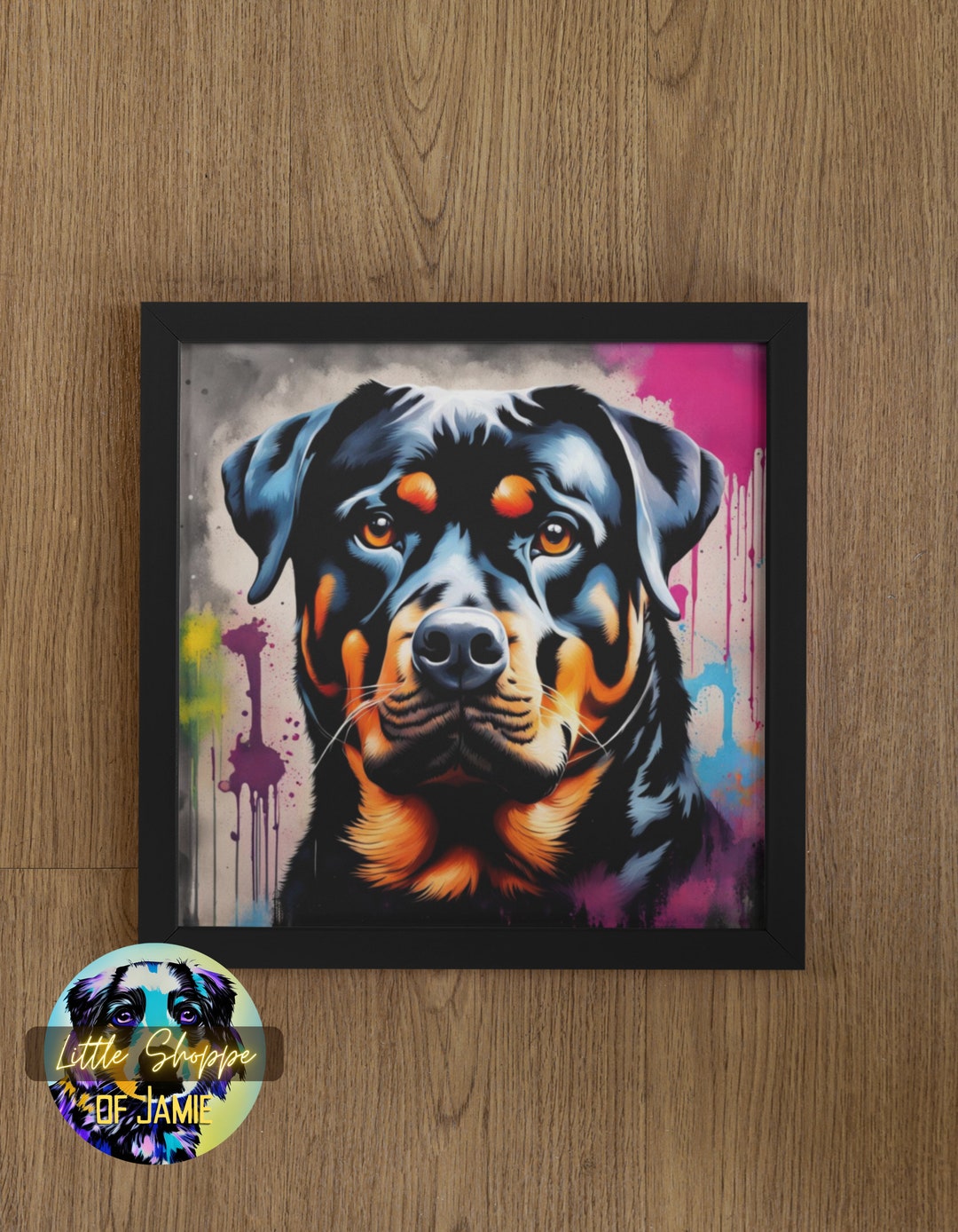 Rottweiler Framed Canvas Wall Art Rottweiler Gift Living Room Wall ...