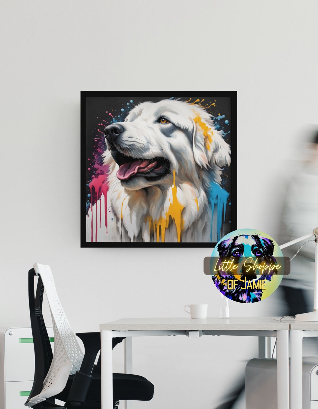 Great Pyrenees Framed Canvas Wall Art Living Room Wall Art Pyrenees ...