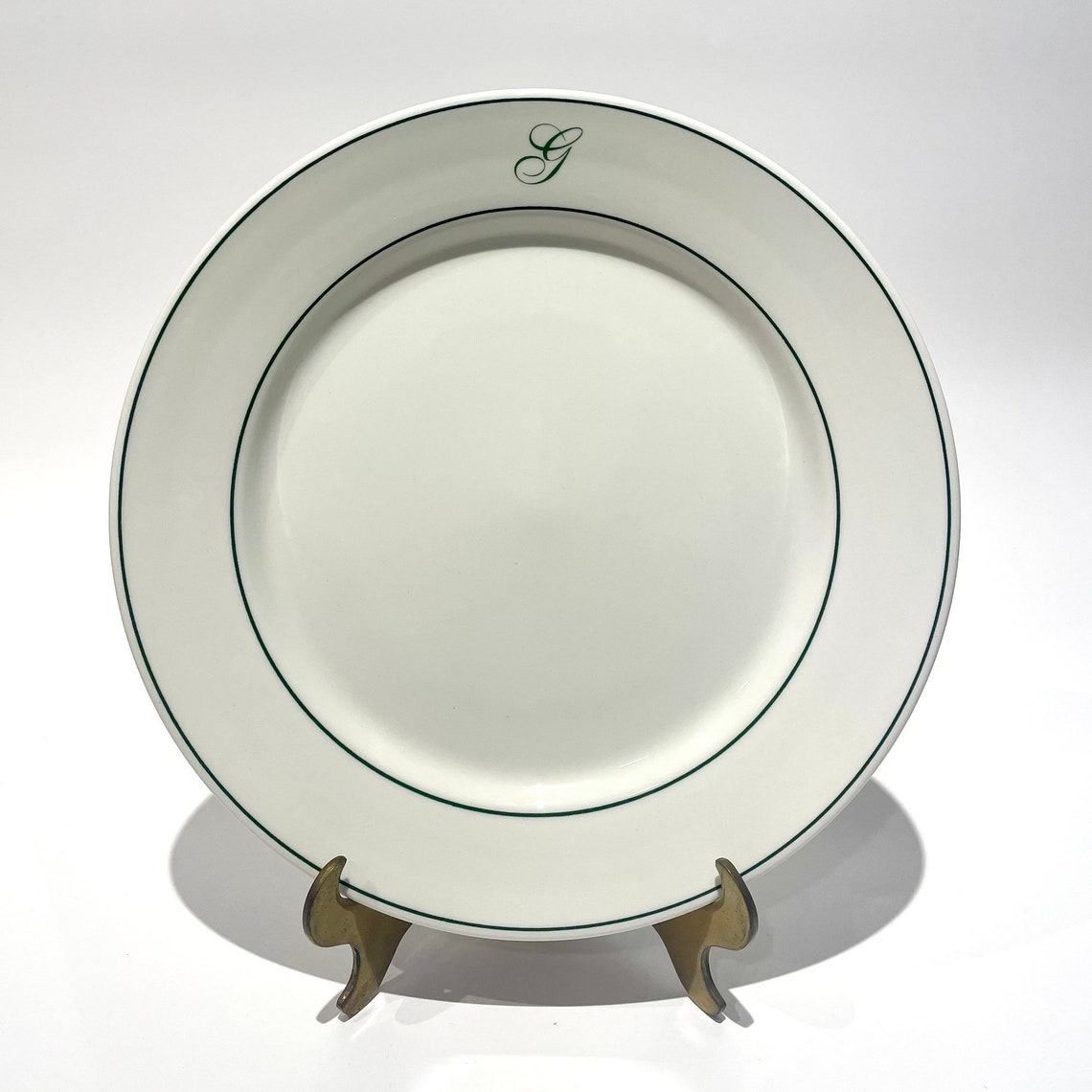 Vintage Monogram Ceramic Plate Green g 10 Diameter Preppy Plate Wall ...