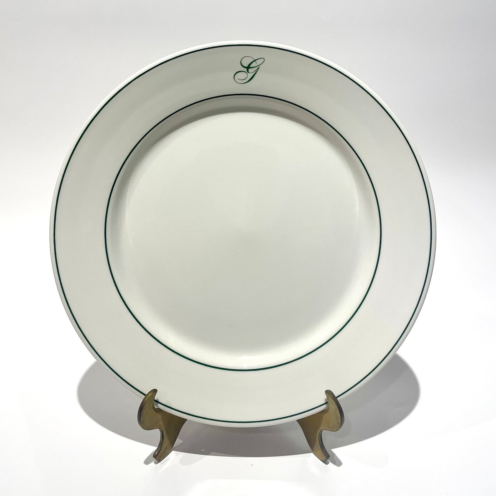 Vintage Monogram Ceramic Plate Green "g" | 10" Diameter | Preppy Plate ...