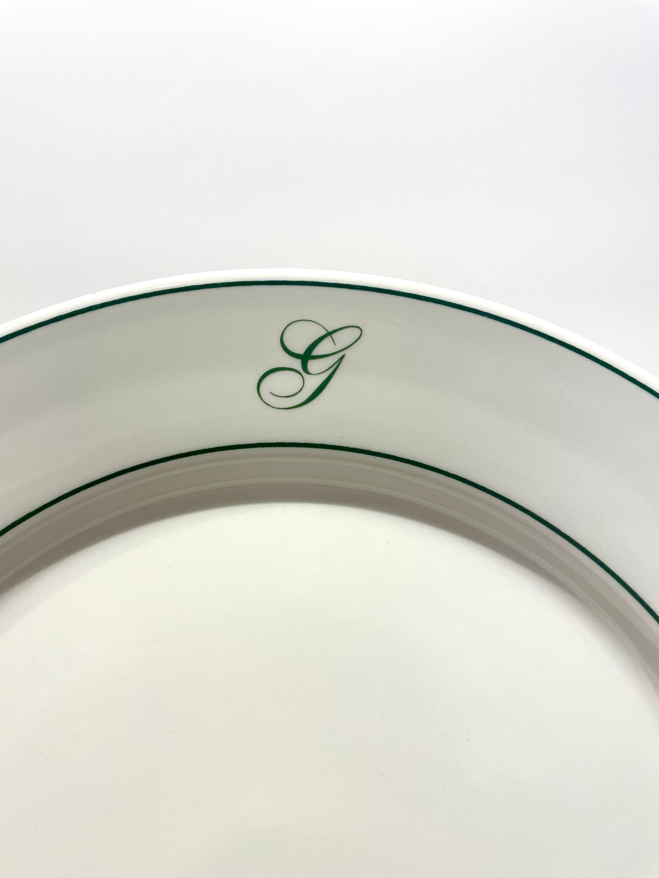 Vintage Monogram Ceramic Plate Green "g" | 10" Diameter | Preppy Plate ...