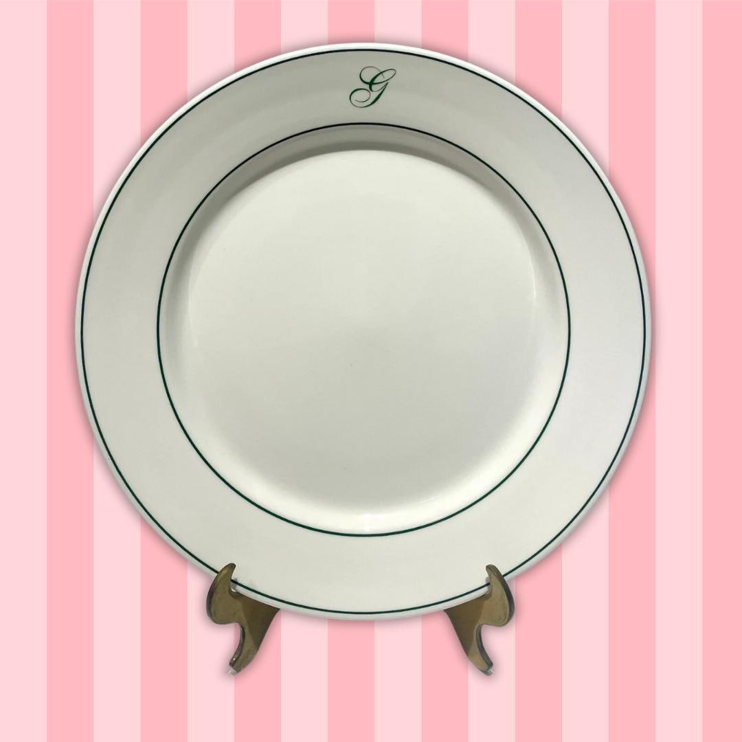 Vintage Monogram Ceramic Plate Green "g" | 10" Diameter | Preppy Plate ...