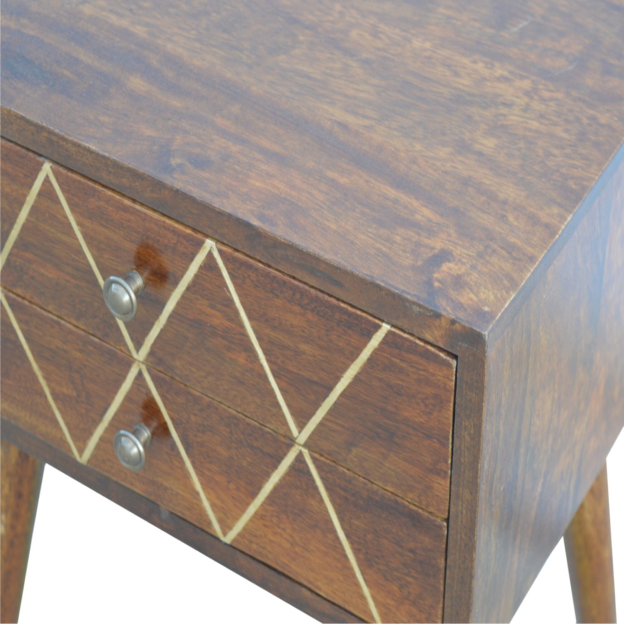 Geometric Brass Inlay 2 Drawer Nightstand - Etsy