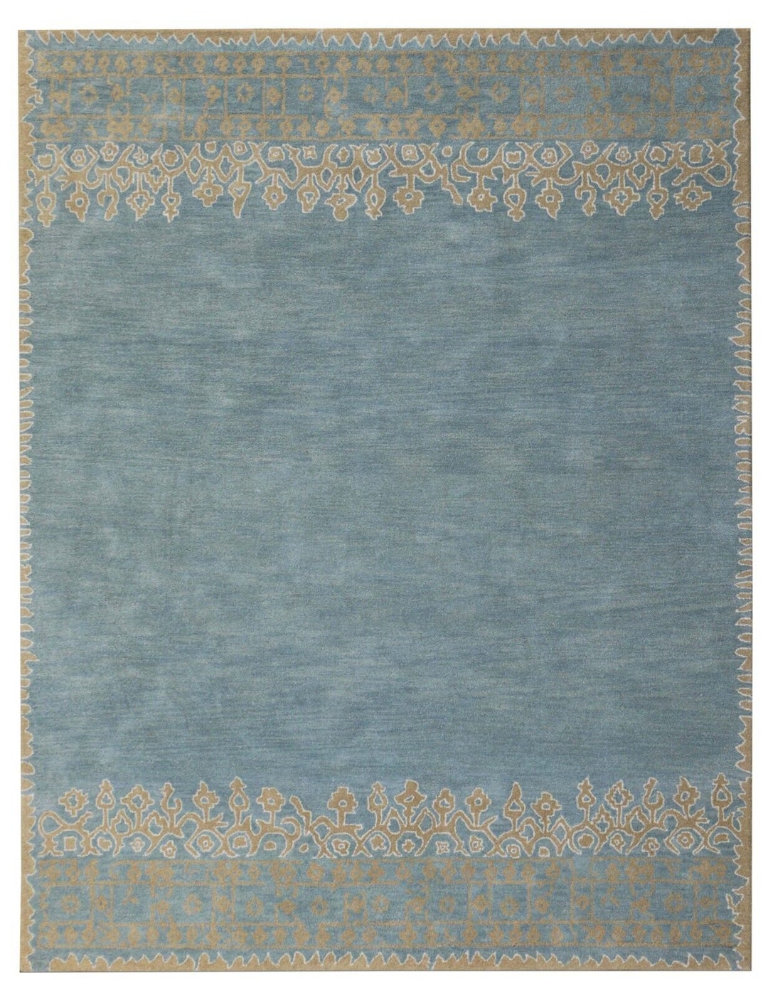 Desa Border Blue 8x10 Handmade Tufted Woolen Area Rug/ Bedroom Rug ...