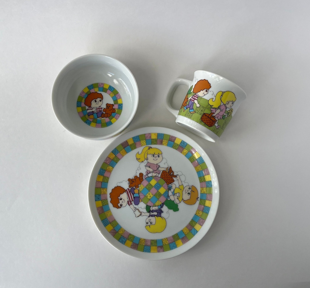 Vintage Children's Breakfast Set, Retro 1980's Enesco Kid's 3 Piece ...