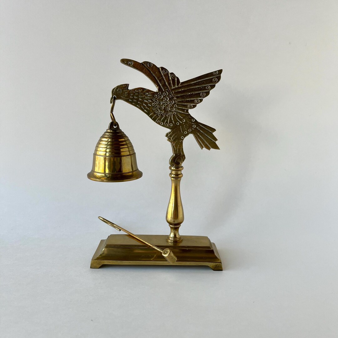 Vintage Brass Bell, Metal Bird Shaped Tabletop Bell With Striker ...