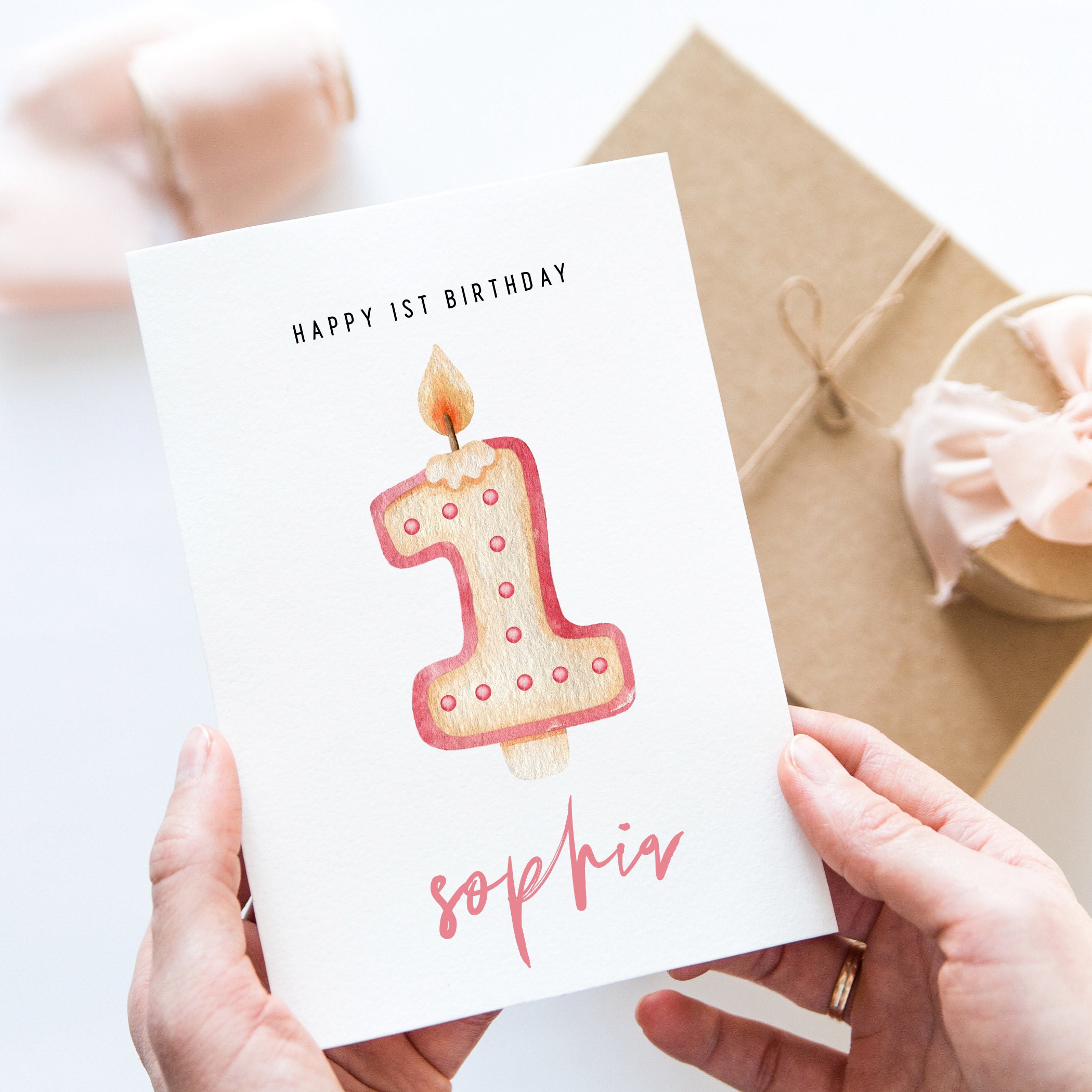 Happy 1st Birthday Card for Girl Happy Birthday Card First - Etsy