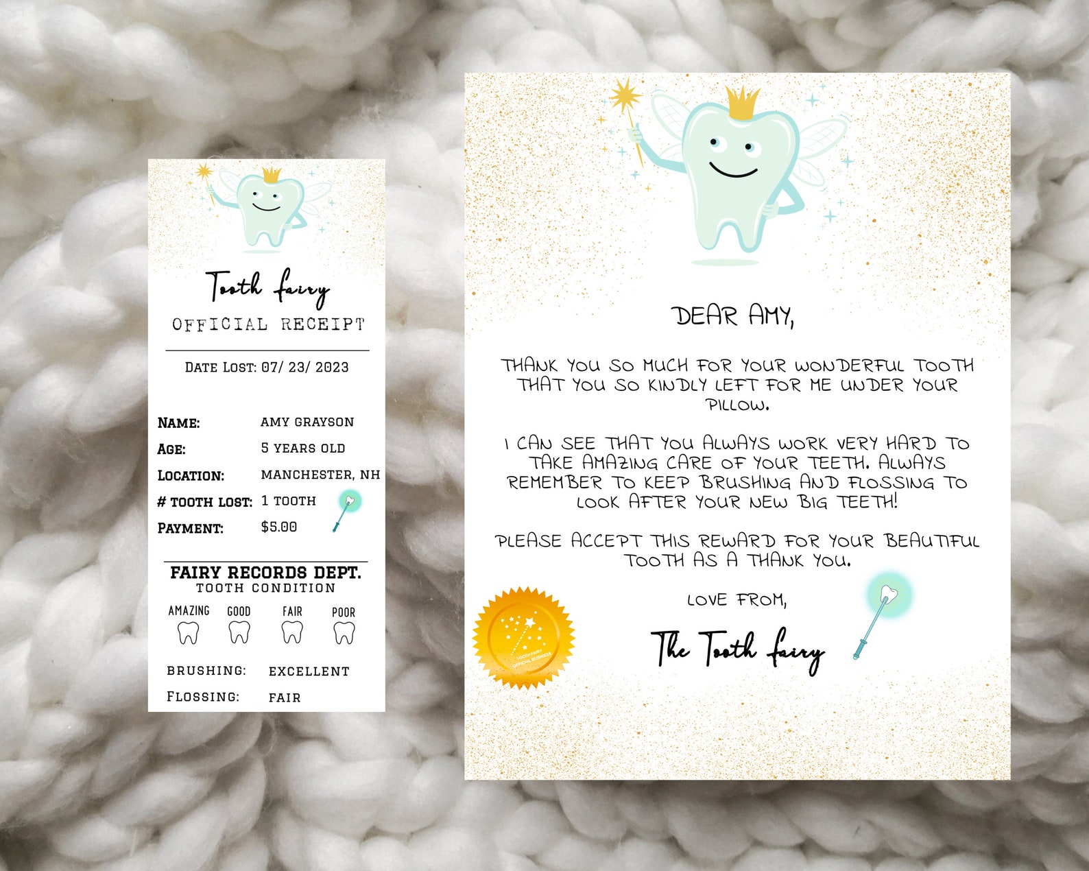 Editable Tooth Fairy Letter Kit, Tooth Fairy Note, Tooth Fairy Receipt ...