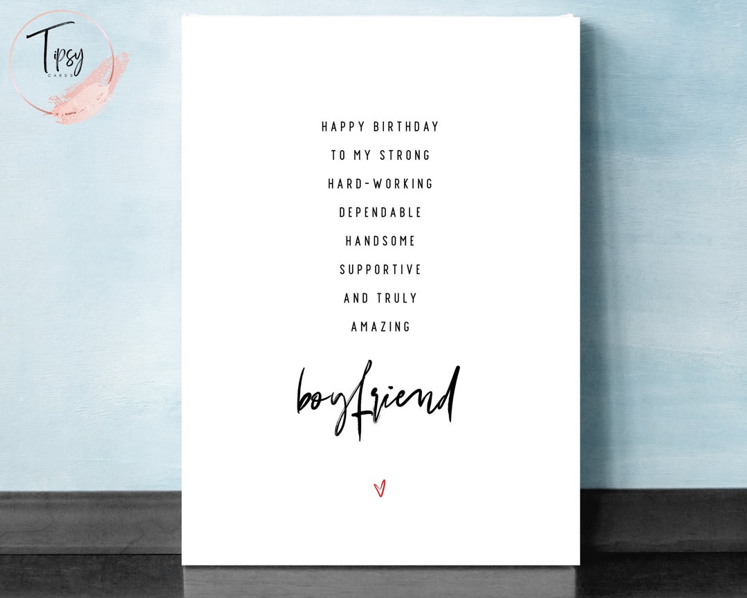 Boyfriend's Birthday Card Sweet, Poem Birthday Card for BF, Boy Friend ...