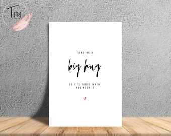 Sending a Big Hug so It's There When You Need It, Missing You Card, Long Distance Card, Hug Card ...