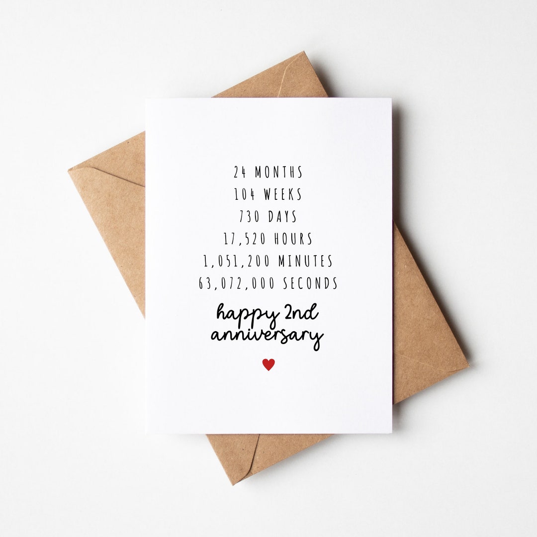 2nd Anniversary Card, for Boyfriend, for Husband, 2nd Anniversary Gift ...