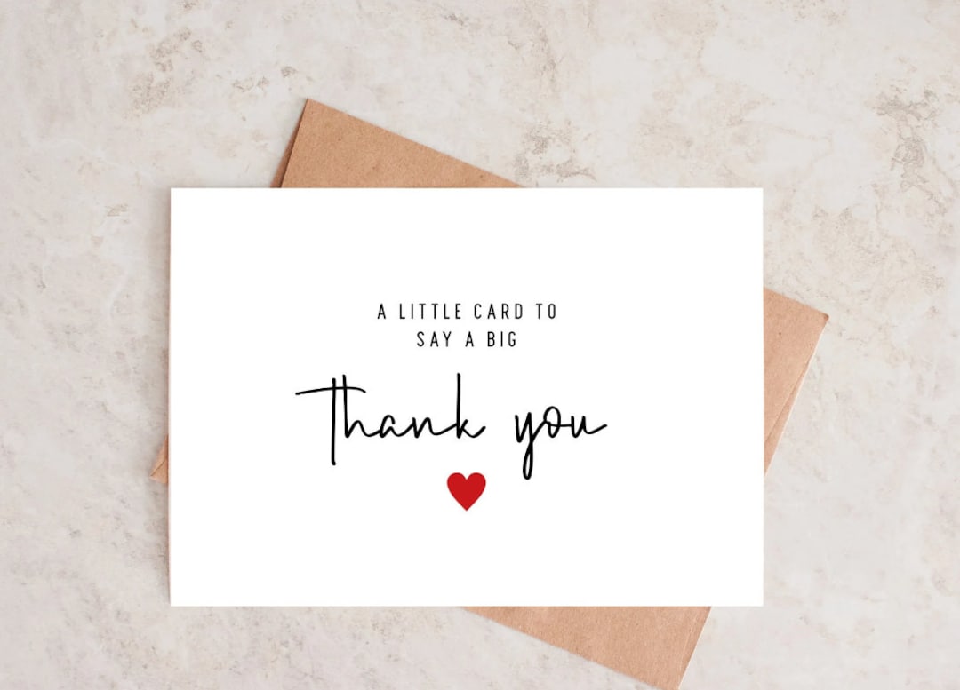 Simple Thank You Card, Little Card to Say A Big Thank You, Supportive ...