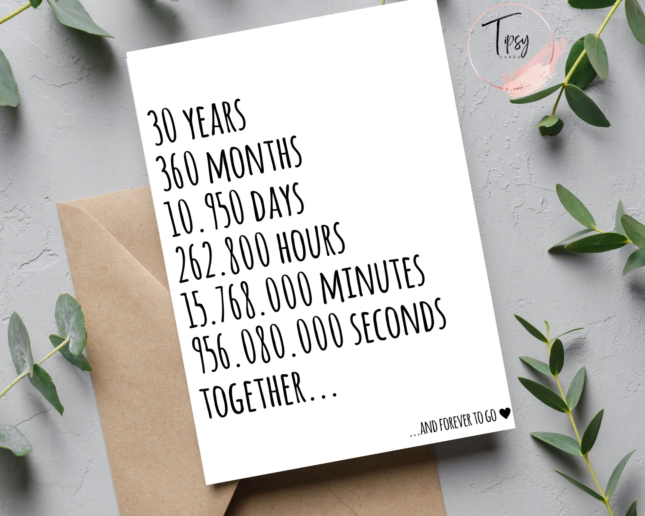 30th Anniversary Card 30th Wedding Anniversary Card 30 Years - Etsy