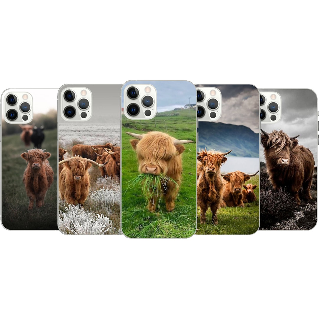 Highland Cow Phone Case, Funny Cow Gift, Cute Animal Case, Scotland Cow ...