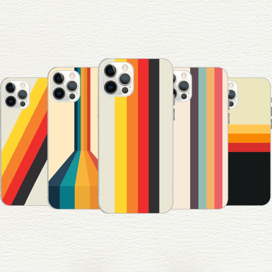 Retro Stripes Phone Case, Aesthetic Vintage Cover, Colorful Stripes ...