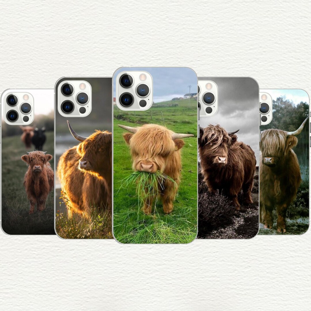 Highland Cow Phone Case, Funny Cow Gift, Cute Animal Case, Scotland Cow ...