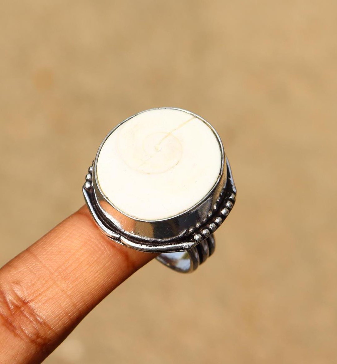 Natural Shiva Eye Shell Ring/ Shiva Eye Shell Ring/ 9 US Silver Plated ...