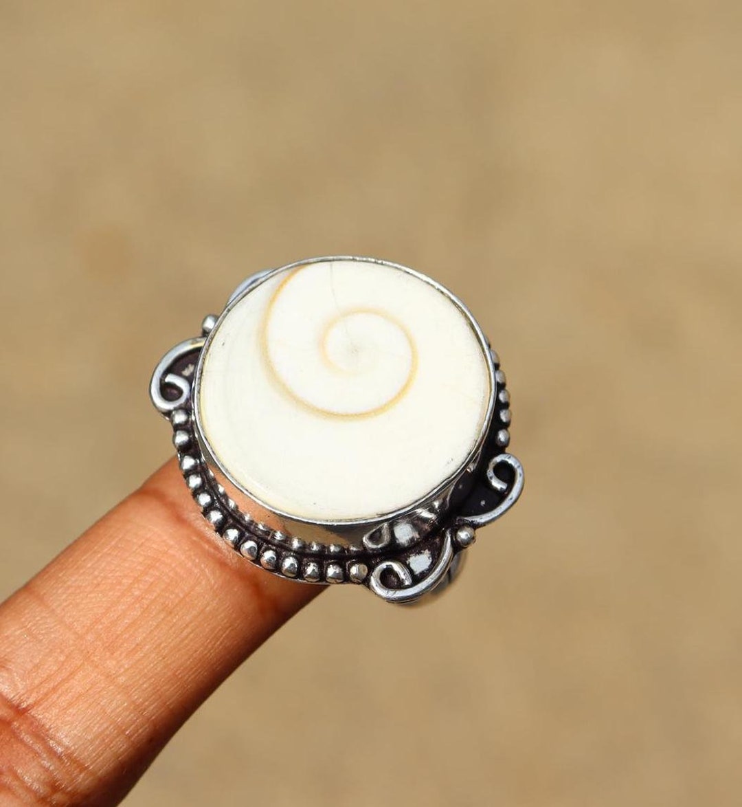 Natural Shiva Eye Shell Ring/ Shiva Eye Shell Ring/8 1/2 US Silver ...