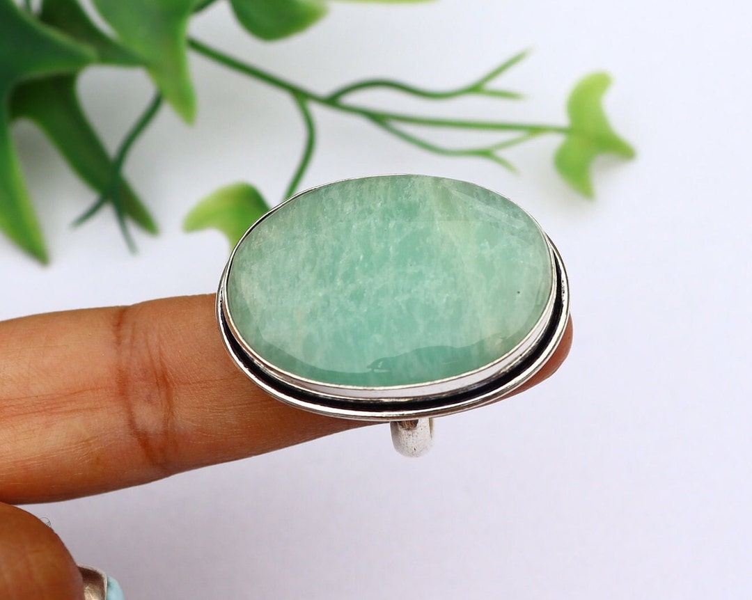 Amazonite Ring/ Silver Plated Ring/ Amazonite Ring/ 8 US Size Ring ...