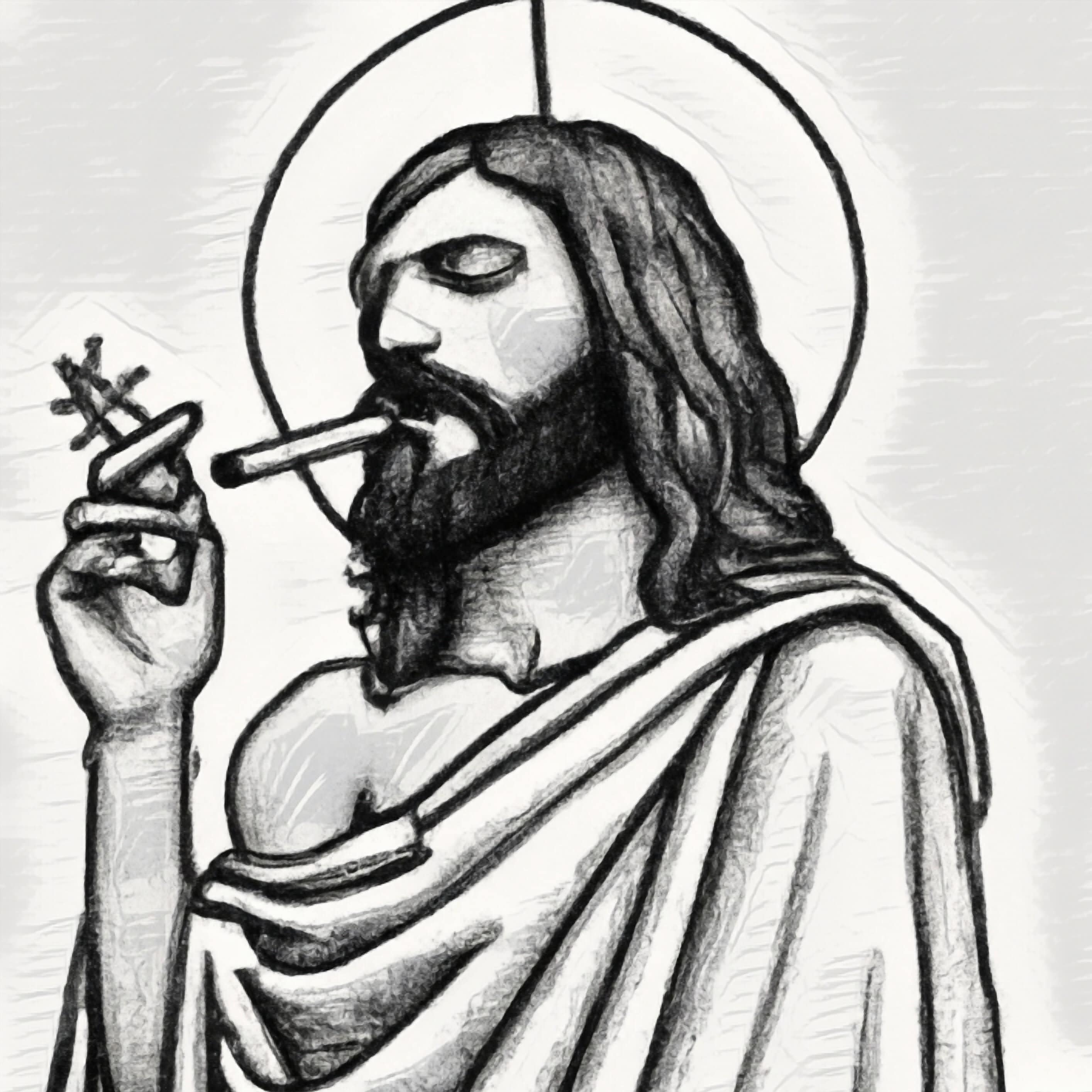 Jesus Smoking Digital Print, Jesus Digital Print, Funny Religious Gift, Jesus Funny Digital ...