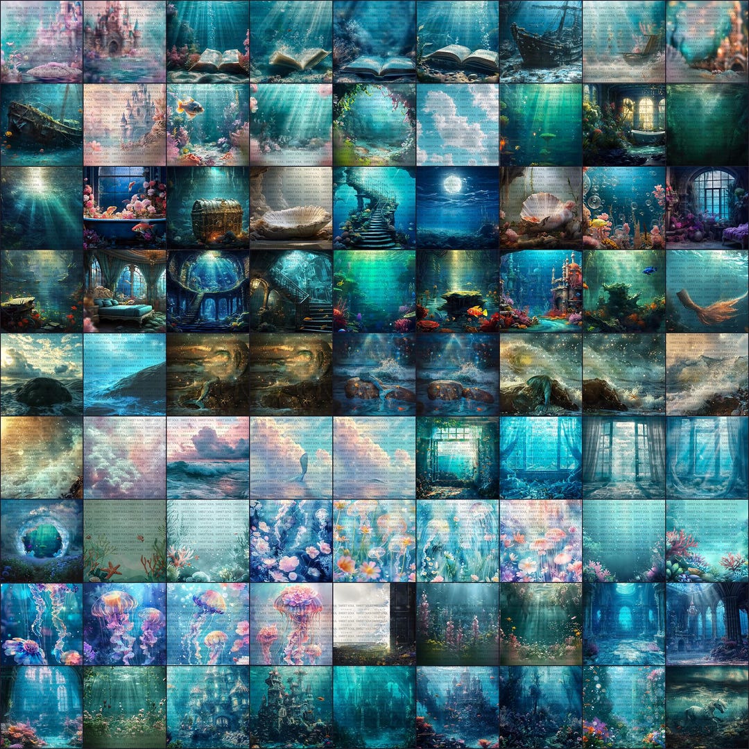 Sweet Soul Studio Mermaid Digital Backgrounds Actions and Overlays ...