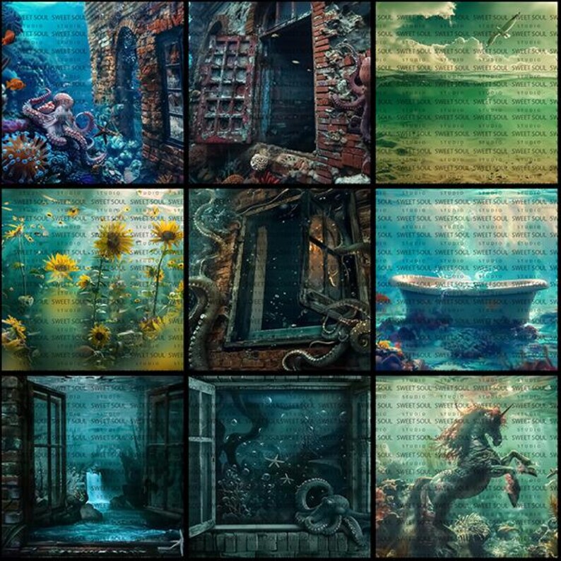 Sweet Soul Studio Mermaid Digital Backgrounds Actions and Overlays ...