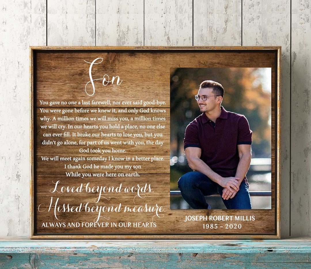 Loss of Son Memorial Gift Symphaty Gift Loss of Son Memorial Frame ...