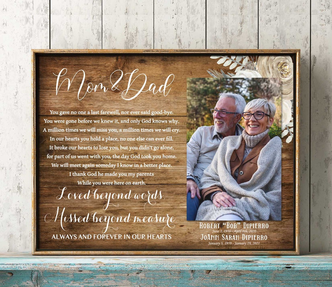 Symphaty Gift Loss of Parents Gift Memorial Frame Parents Remembrance ...