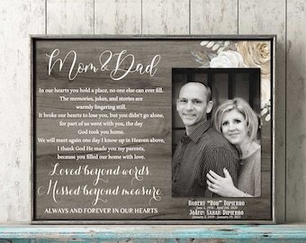 Loss of Parents Gift Memorial Frame Sympathy Gift Parents Remembrance ...