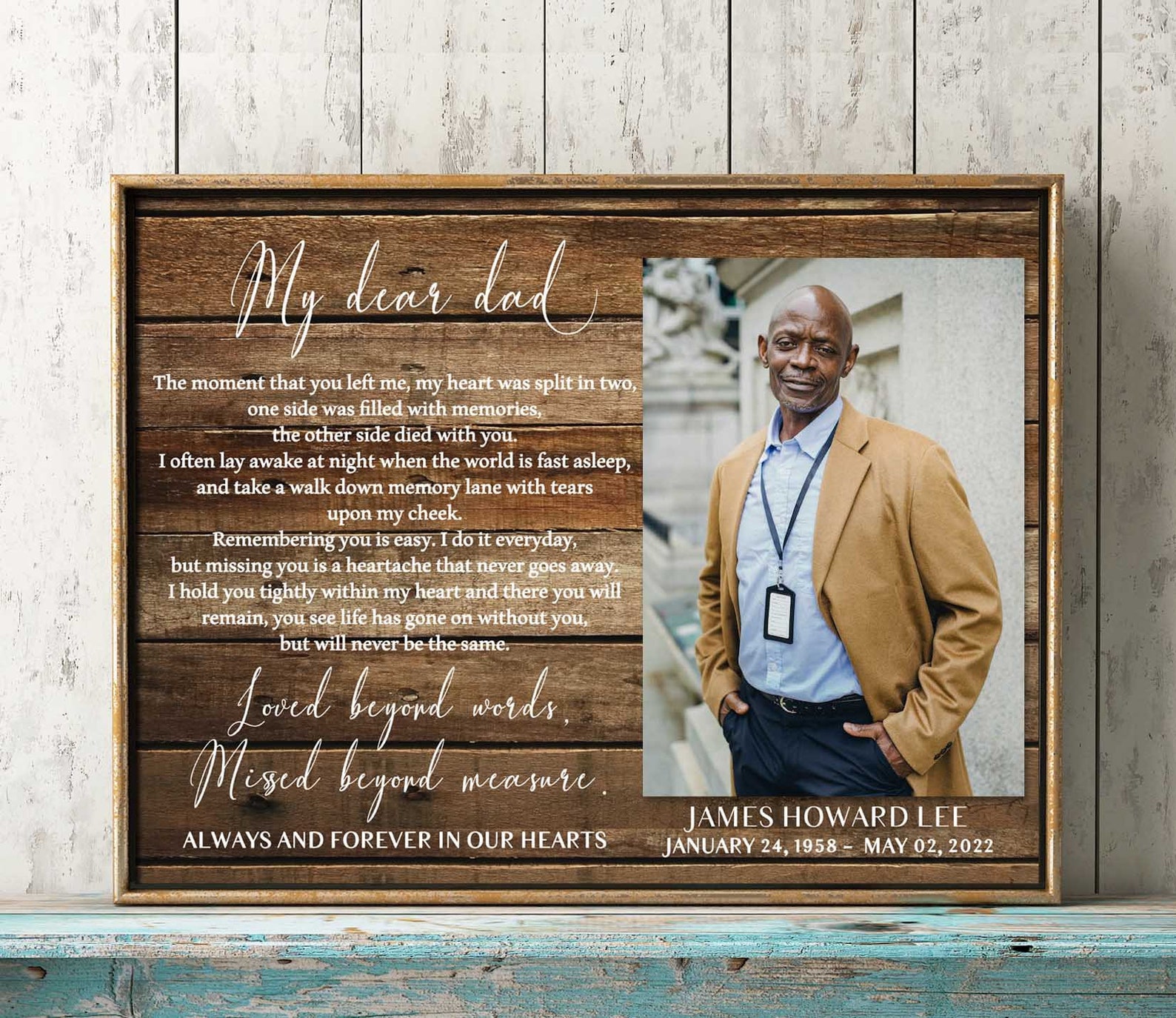 Loss of Dad Memorial Gift Symphaty Gift Loss of Father Memorial Frame ...
