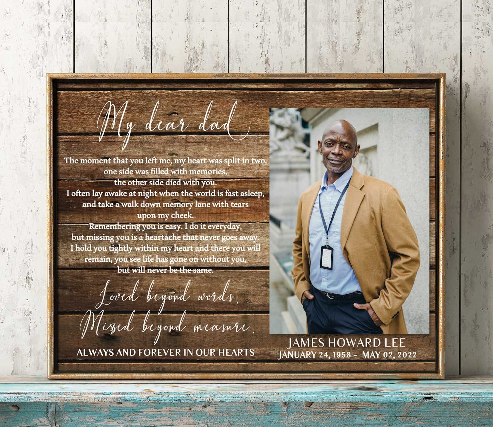 Loss of Dad Memorial Gift Symphaty Gift Loss of Father Memorial Frame ...