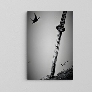 Japanese Wall Decor / Katana Sword Print Poster / Samurai Blade Canvas ...