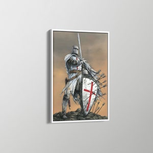 Medieval Knight Warrior Wall Art / Mythology Artwork / the Crusades Art ...