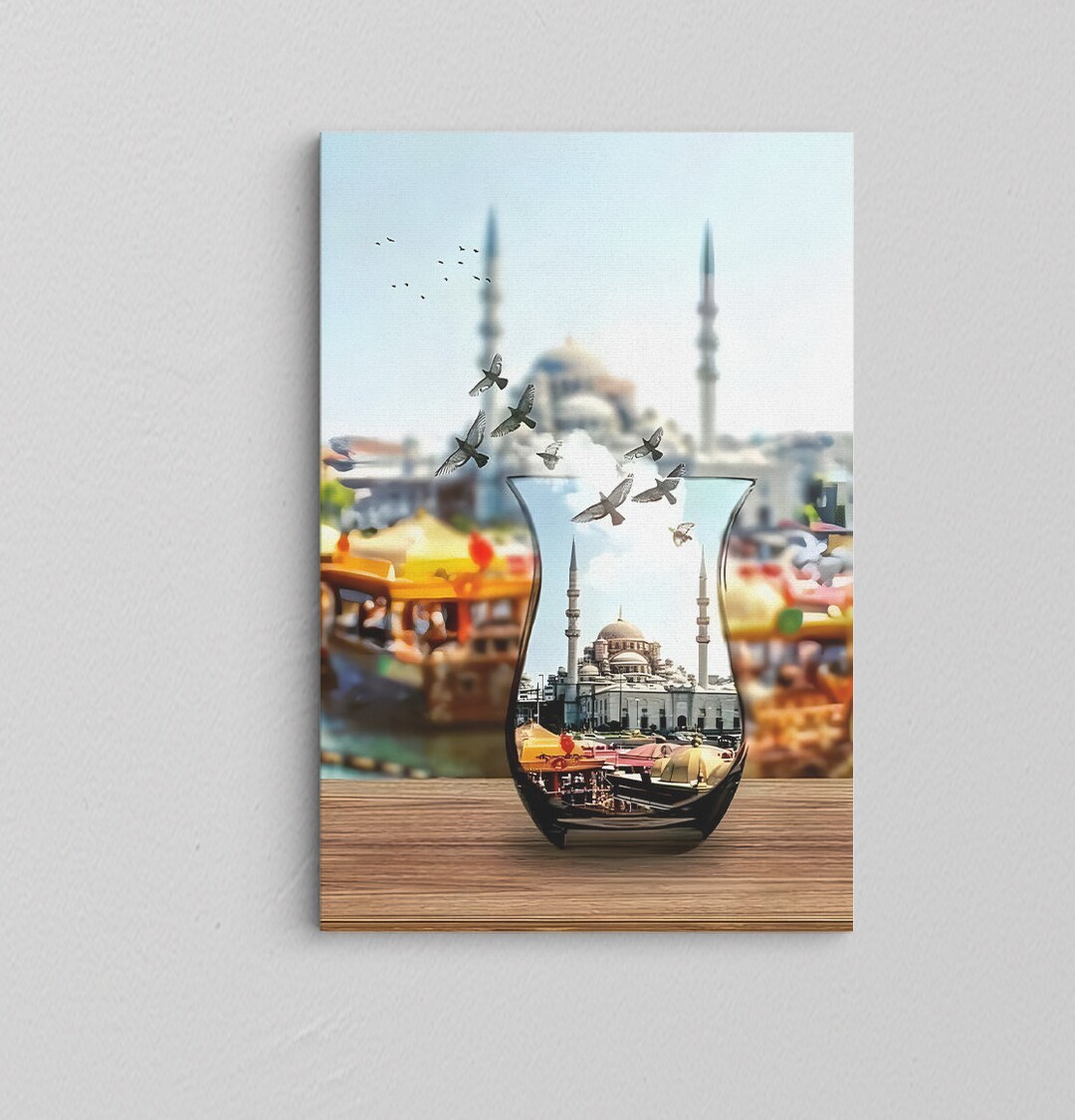 Istanbul, Constantinople Print Canvas / Balck, White and Gold Frame ...