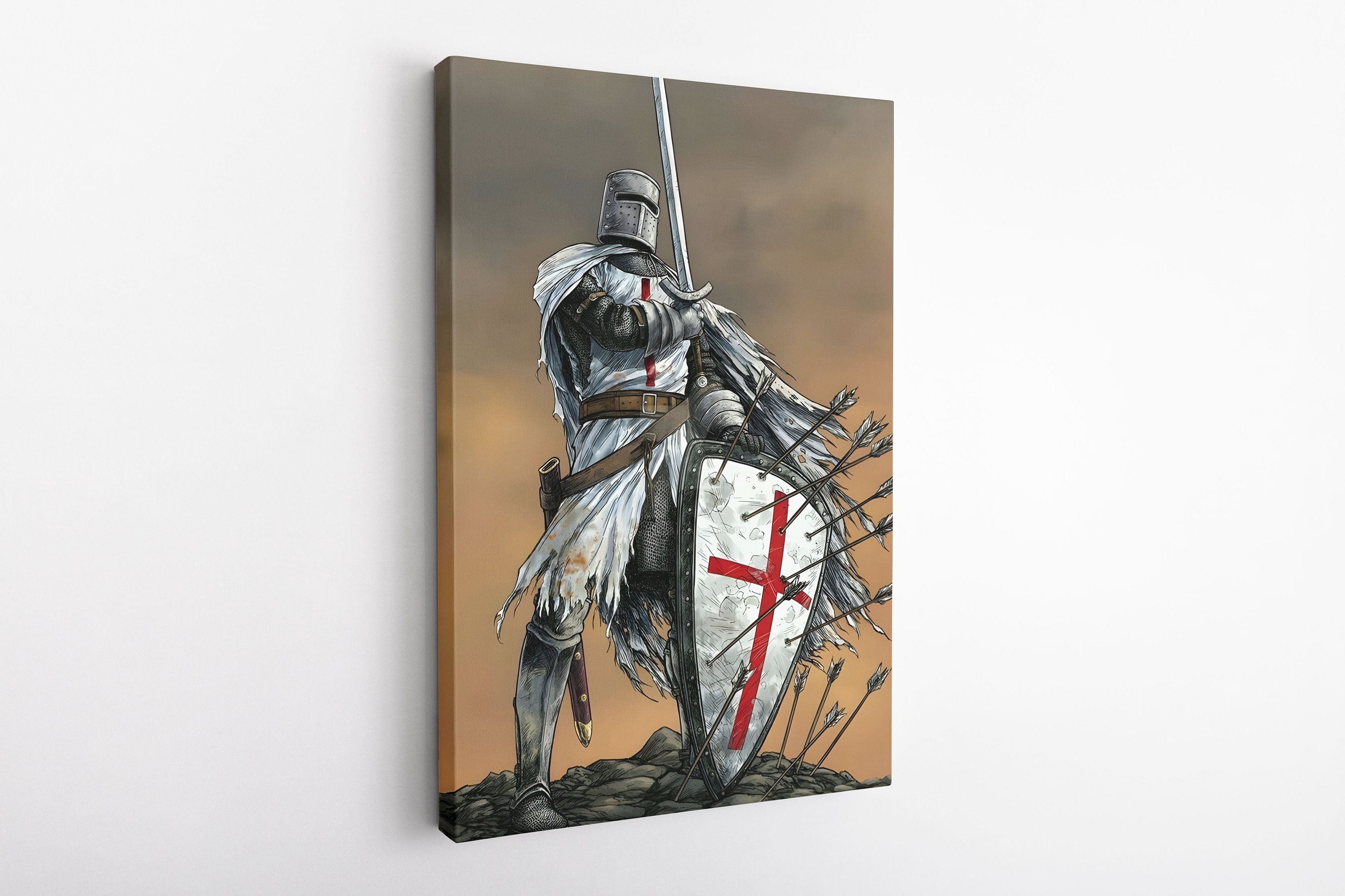 Medieval Knight Warrior Wall Art / Mythology Artwork / the Crusades Art ...